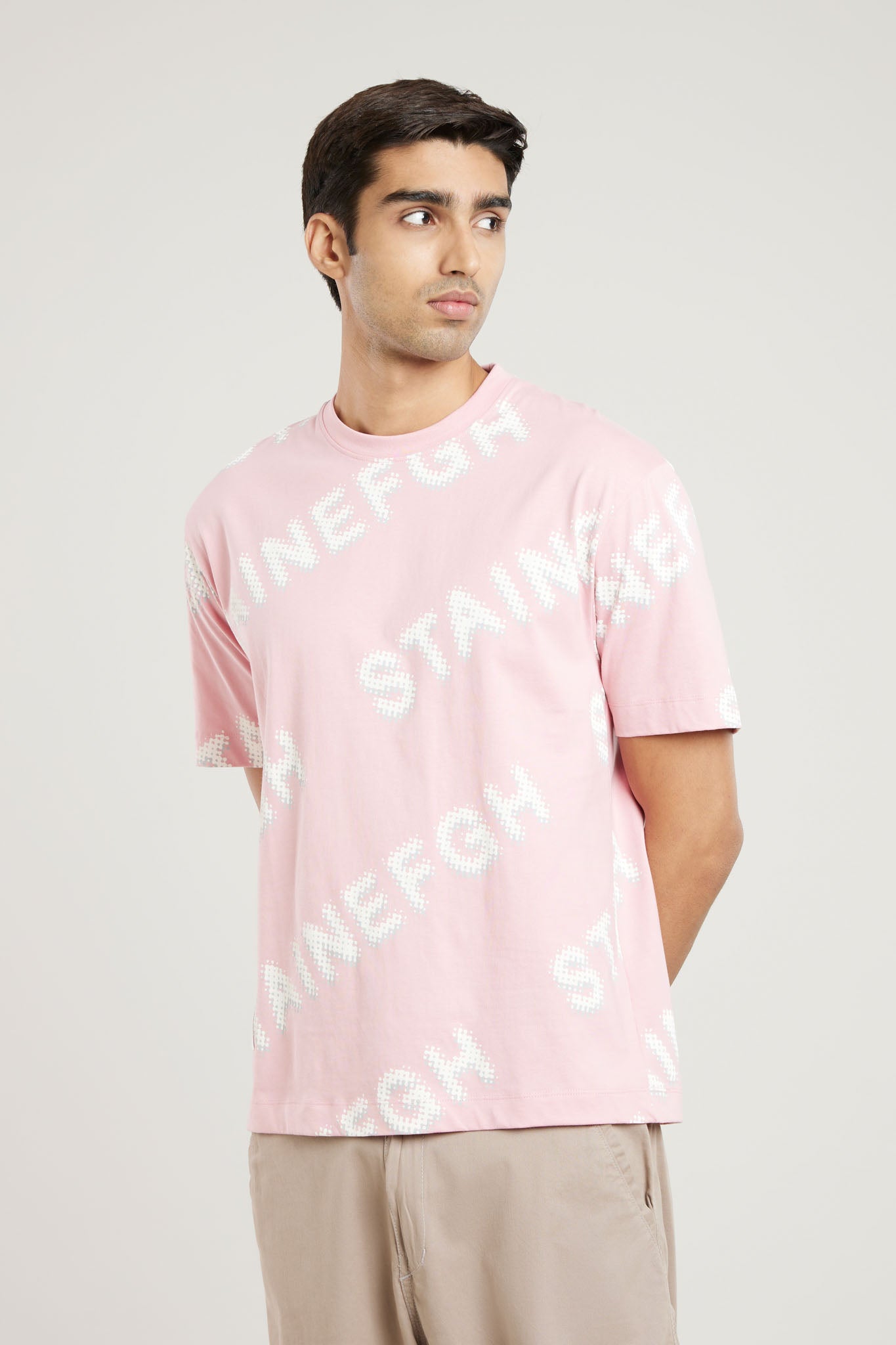 Pink All Over Print Oversized T Shirt